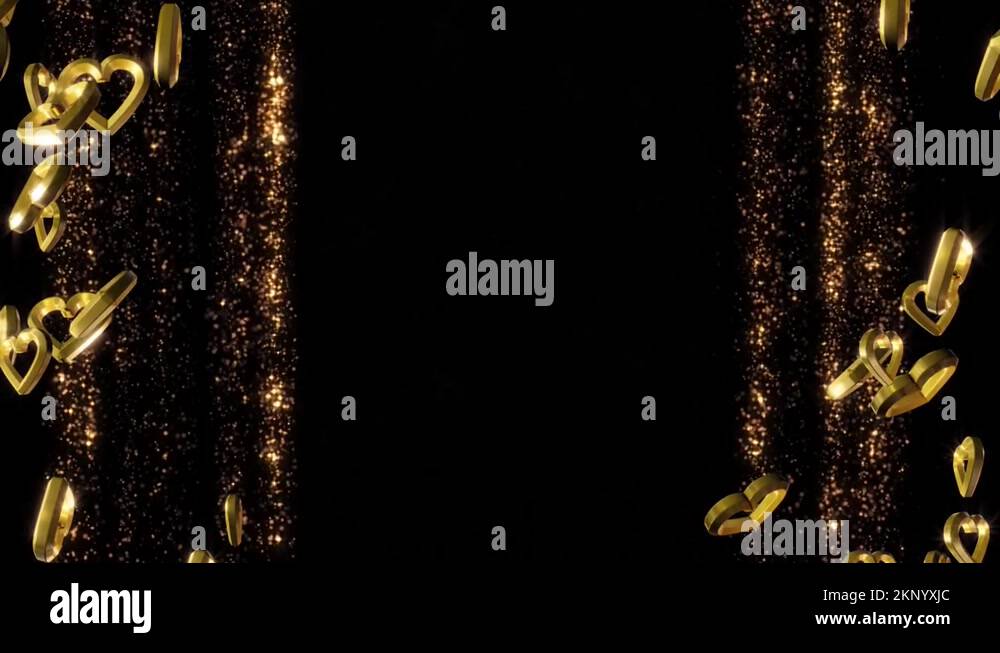Golden hearts moving rotating falling animation abstract 3D Stock Video ...
