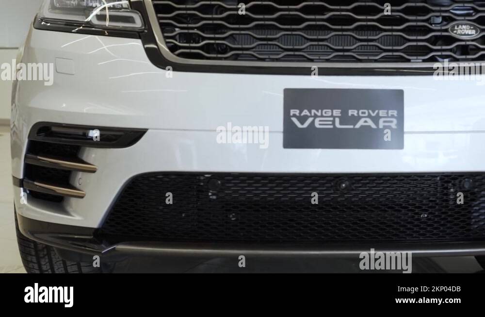front end of land rover velar, modern white range rover, british car ...