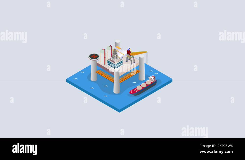 Drilling rig tower and ship tanker in the sea Stock Video Footage - Alamy