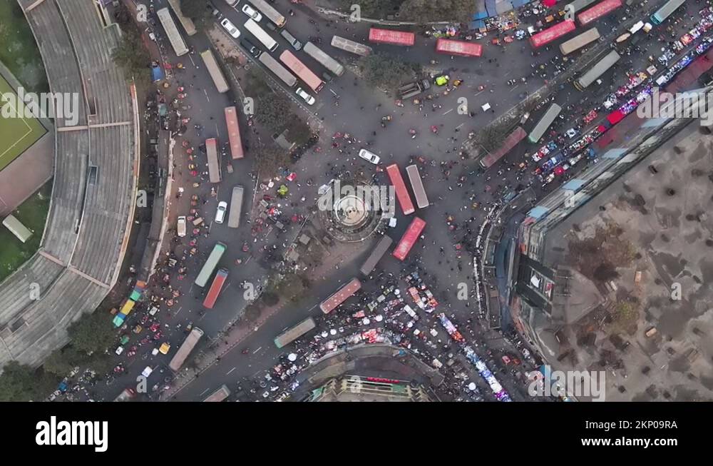 Aerial Top Down View Of Congested Traffic On Roundabout In Dhaka ... Aerial Top Down View Of Congested Traffic On Roundabout In Dhaka ...