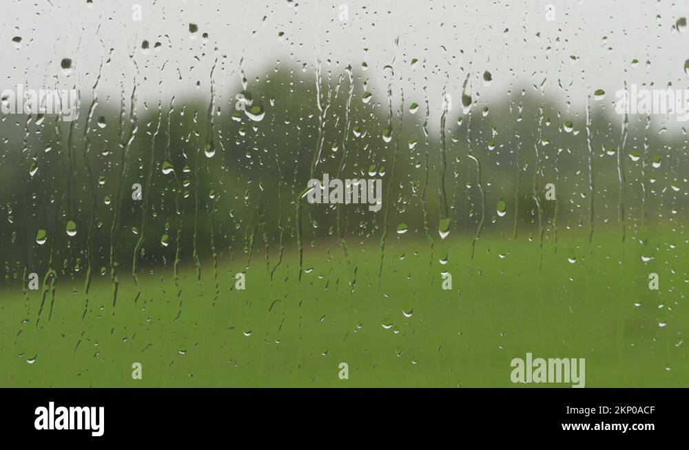 Raindrops on Glass. Summer Rain Raindrops Running Down Window. Rain ...