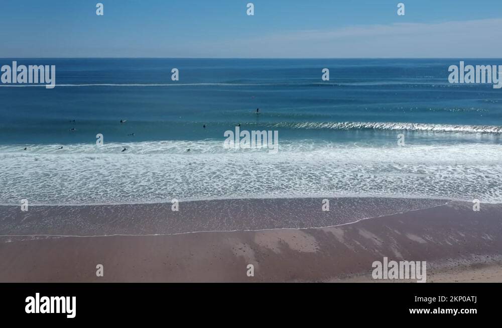 Surfers Float in Cold Powerful Atlantic Ocean Waiting to Catch Waves ...
