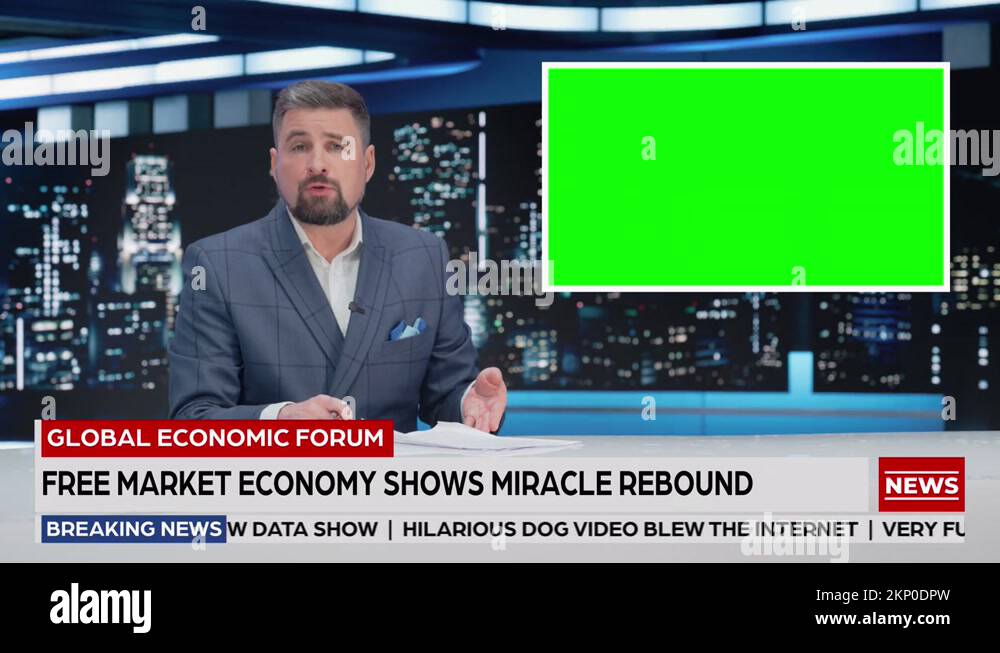 TV News Presenter Green Screen Stock Video Footage - Alamy