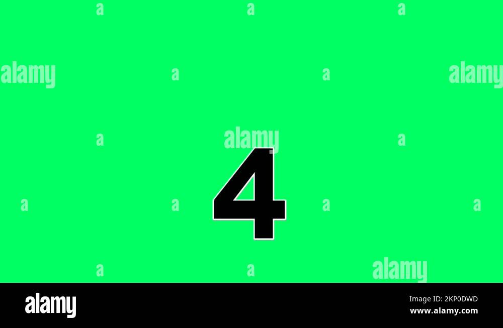 Moving down Cartoon Number 4 four animation green screen.flat design ...