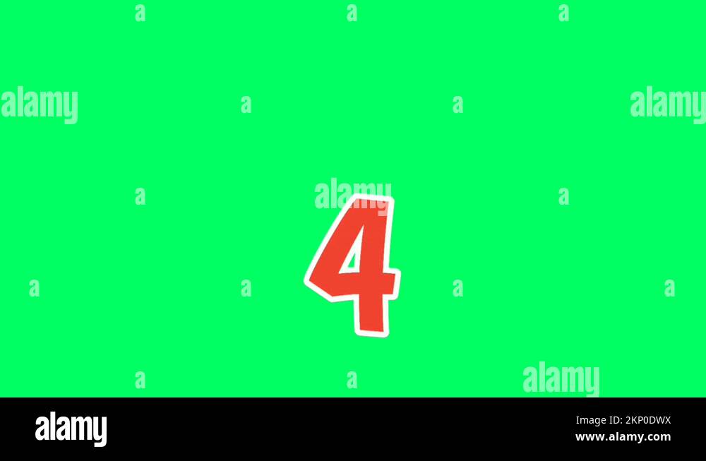 Moving down Cartoon Number 4 four animation green screen.flat design ...