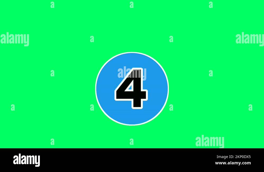 Moving down Cartoon Number 4 four animation green screen.flat design ...