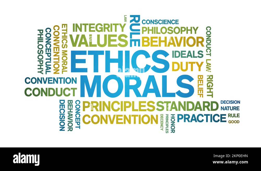 Ethics Morals animated word cloud,values animation typography seamless ...