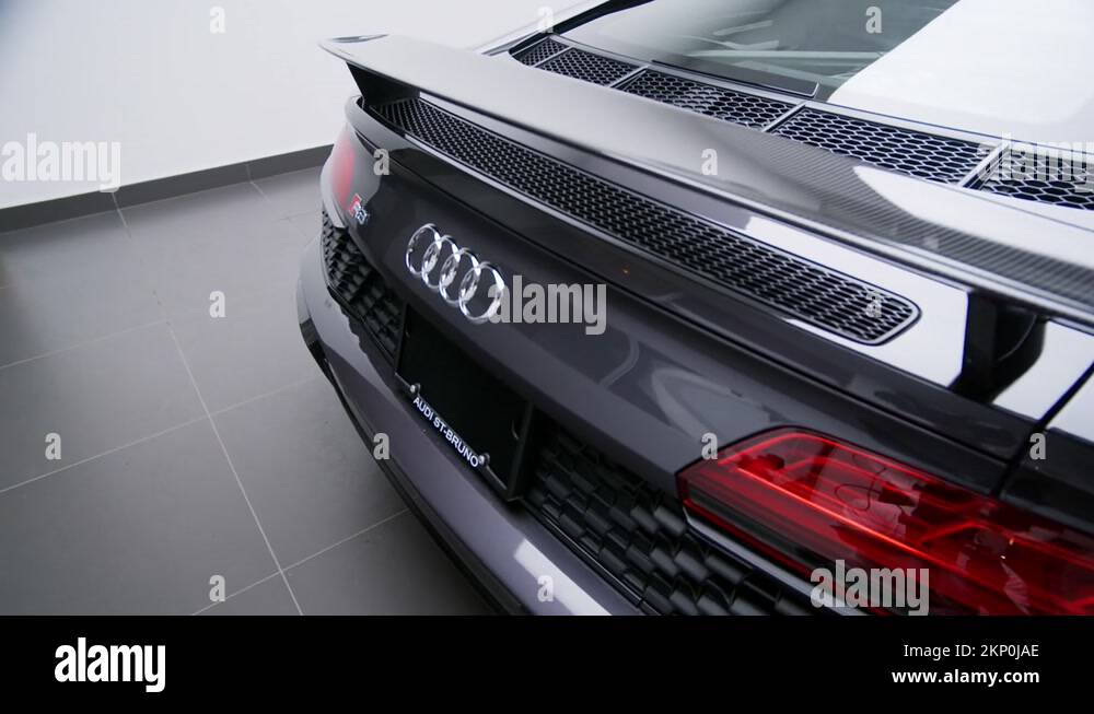 Carbon Fiber Rear Wing And Chrome Emblem Of Audi R8 V10 Performance ...