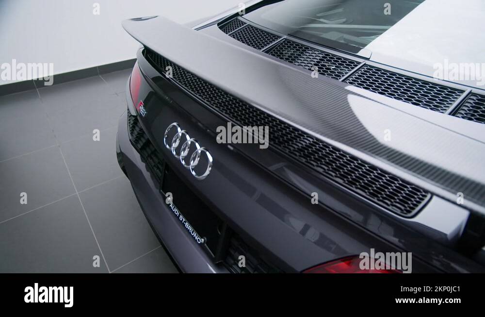 Close Up Of Audi R8 Supercar Rear Wing Carbon Fiber And Honeycomb ...