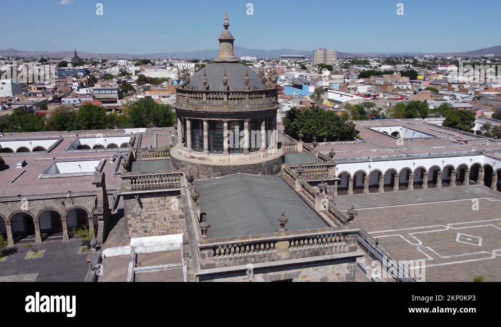 flying counter clockwise around dome of Museo Cabanas in Guadalajara ...