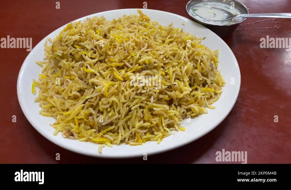 Biryani and mutton curry as Indian festive food in Durga Puja occasion ...