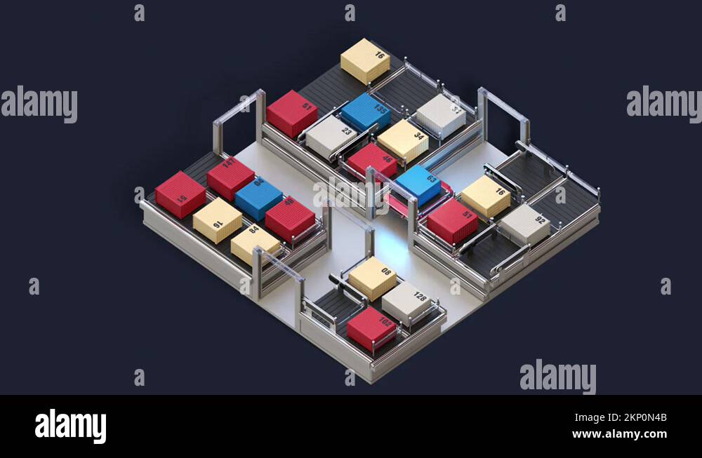 Automatic sorting carts move logistics to destination automatically. 4k ...