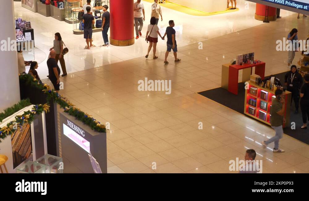 singapore city downtown famous mall hall second floor slow motion 4k ...