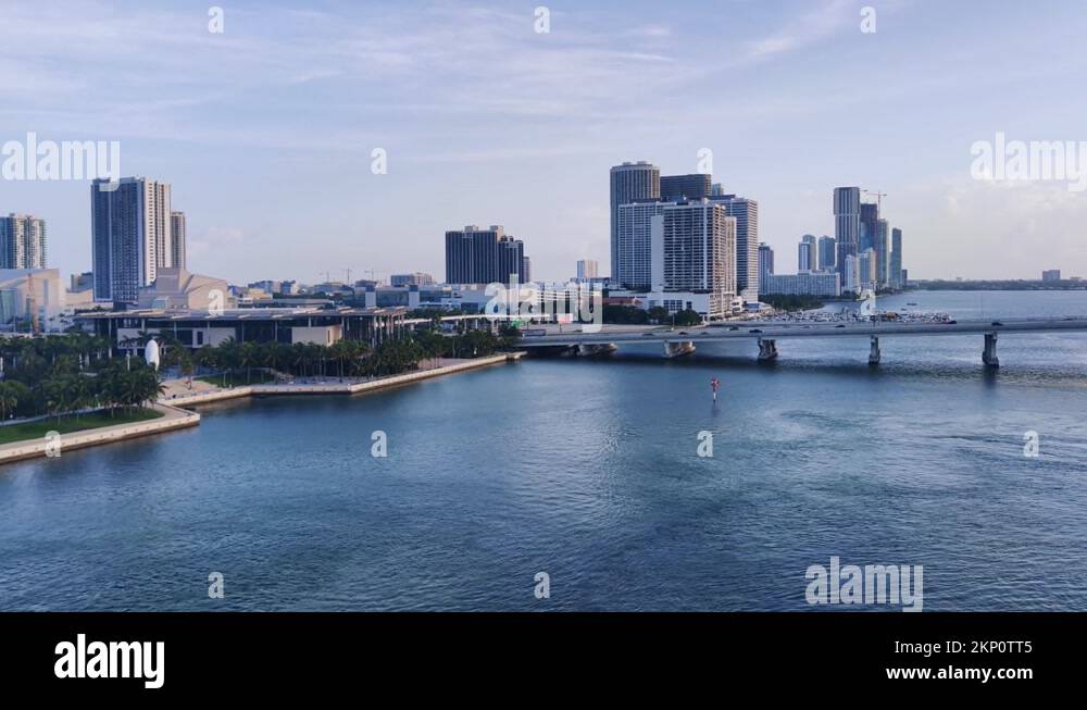 Miami city skyline on Biscayne bay video background in 4K | Miami Stock ...