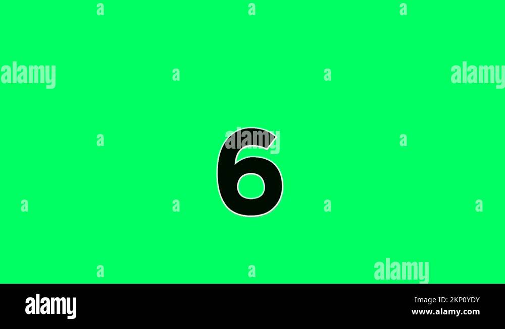 Moving down Cartoon Number 6 six animation green screen.flat design ...