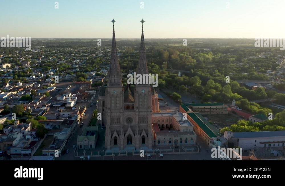 Twin Towers And Facade Of The Basilica Of Our Lady Of Lujan. Neo-gothic ...