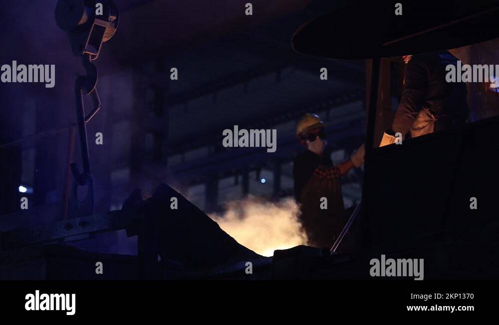 industrial safety first concept, casting foundry, Steelmaker at ingot ...