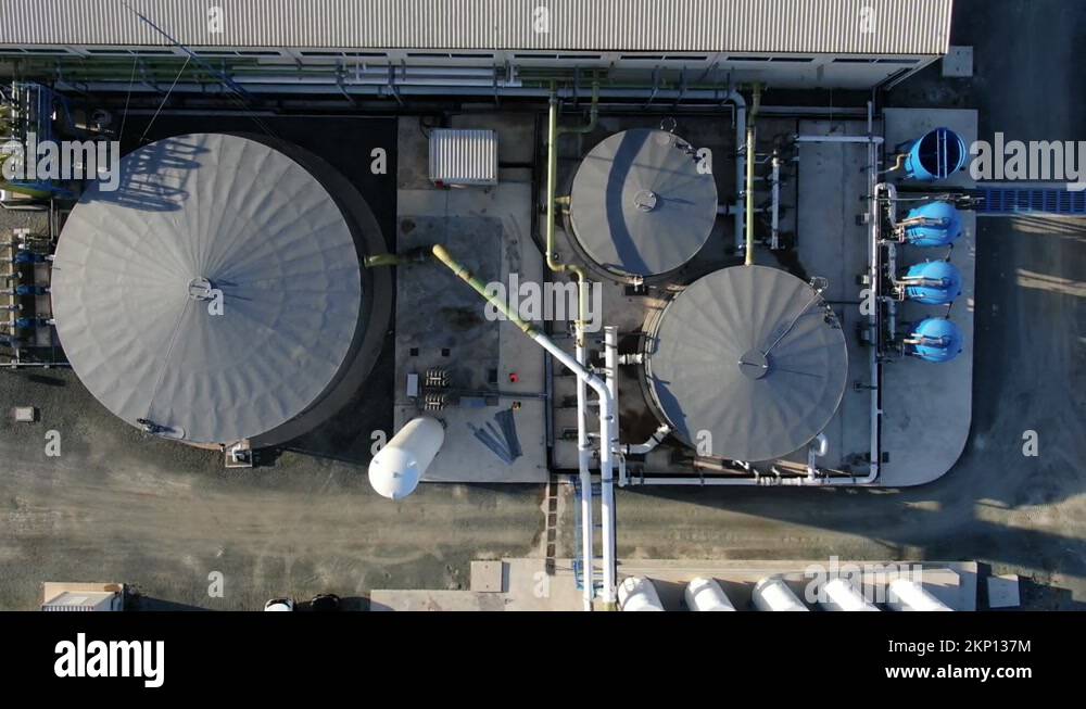 Drone footage looking down on the reverse-osmosis desalination plant in ...