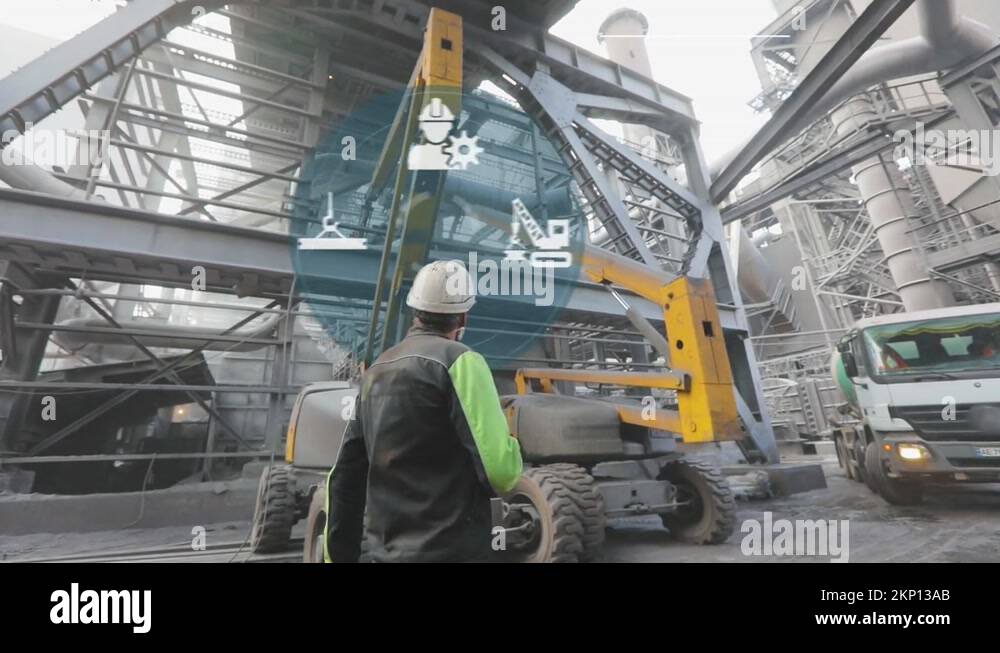 Augmented reality at a construction site. An engineer inspects a ...