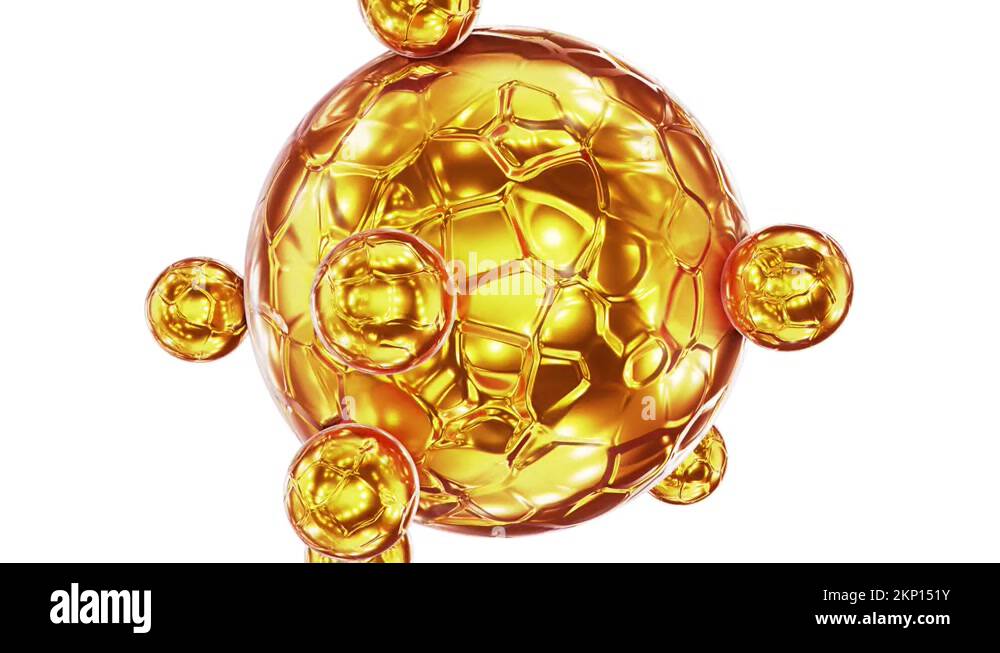 Gold sphere with orbital rolling golden spheres looping 3D animation ...