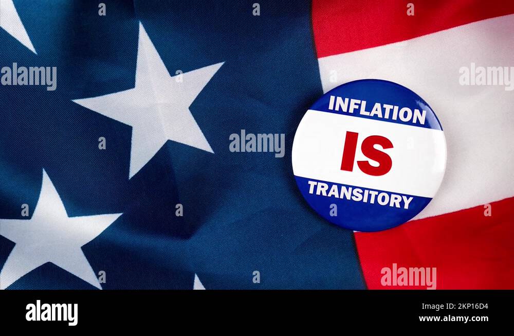 inflation is transitory text quote on election button laying on the ...