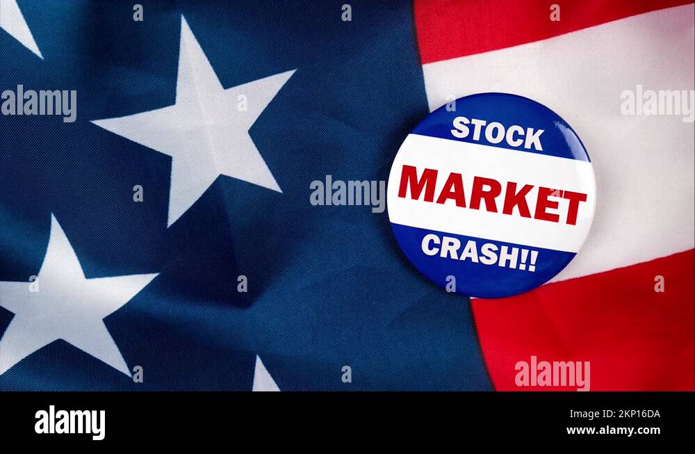 stock market crash text quote on election button laying on the star ...