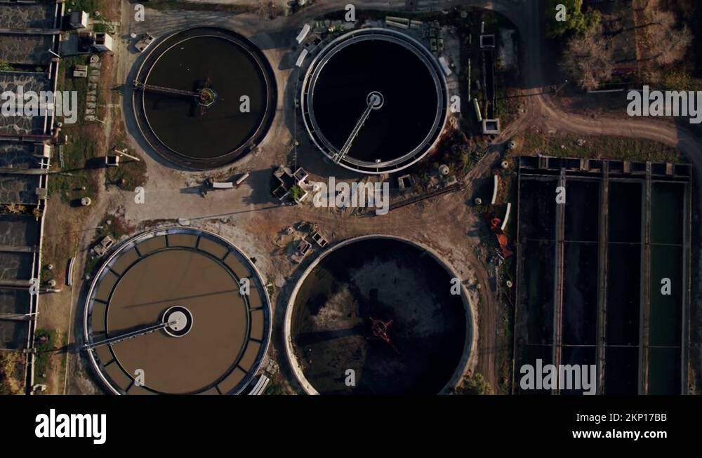 round polls in wastewater treatment plant, filtration of dirty or ...