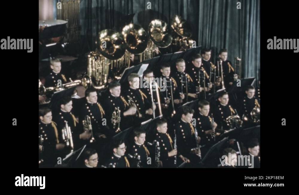 1950s: The horn section of an all-teen boy band. Boys in military ...