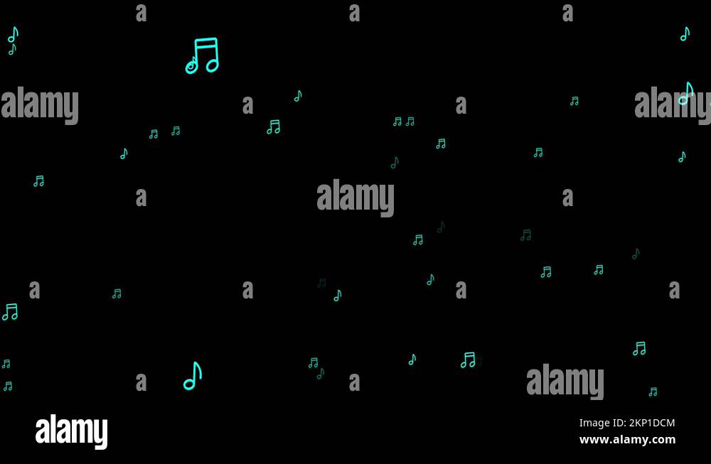 neon blue music notes flying on dark background loop animation video ...