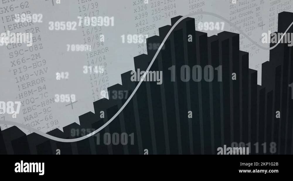 Multiple changing numbers and statistical data processing and graphs against Stock Video Footage ...