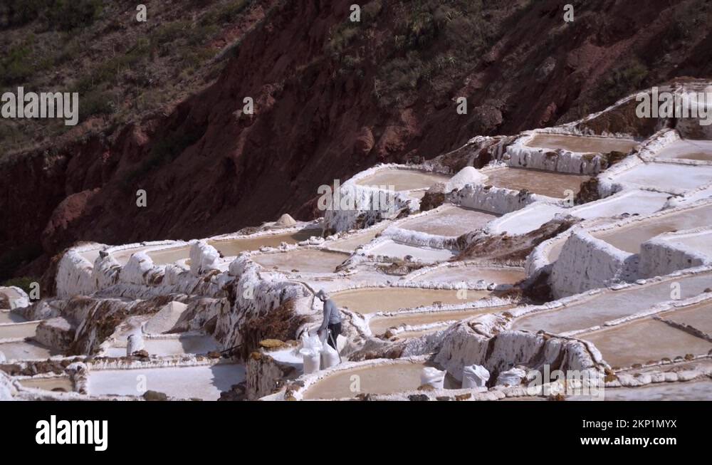 Maras salt mines in Sacred Valley of the Incas, Andes Mountains, Cusco ...