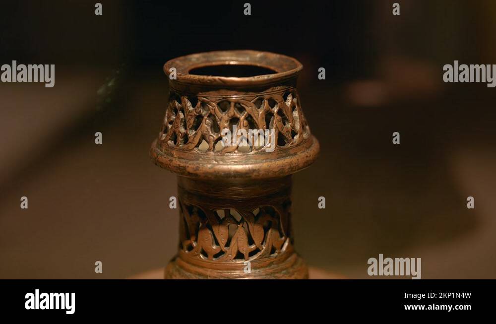 Brass candlestick museum of islamic art in doha Stock Video Footage - Alamy