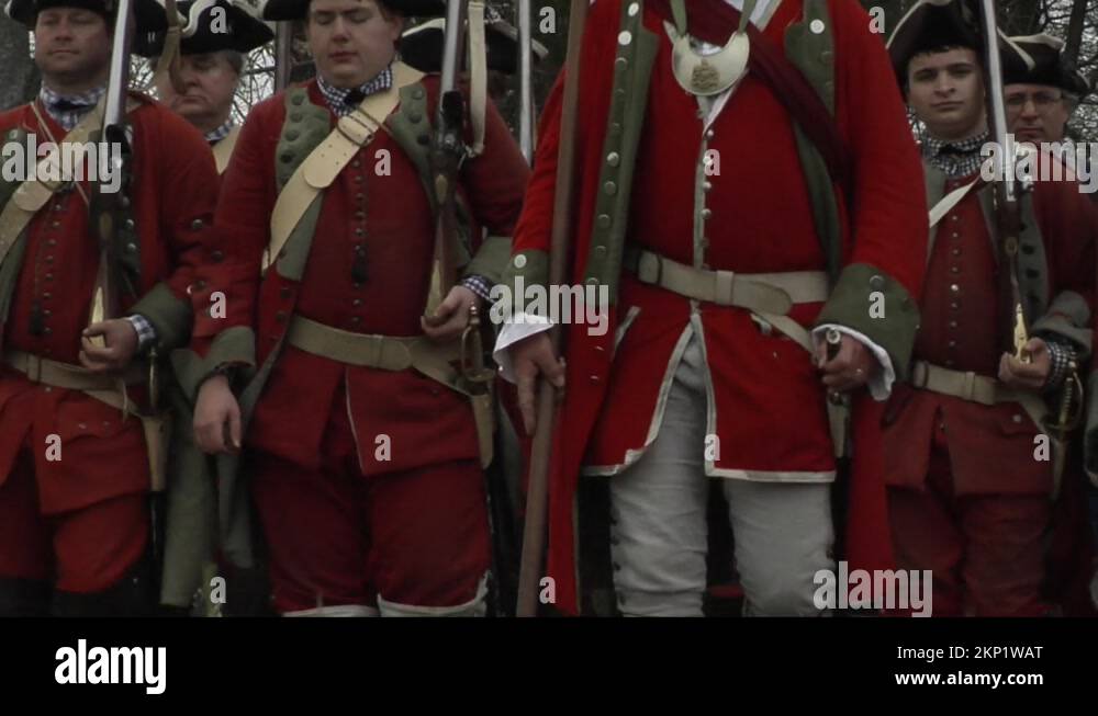 Marching British Soldiers of the French & Indian War era with flintlock ...