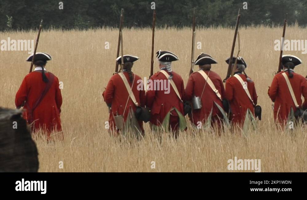 British Soldiers of the French & Indian War era marching with flintlock ...