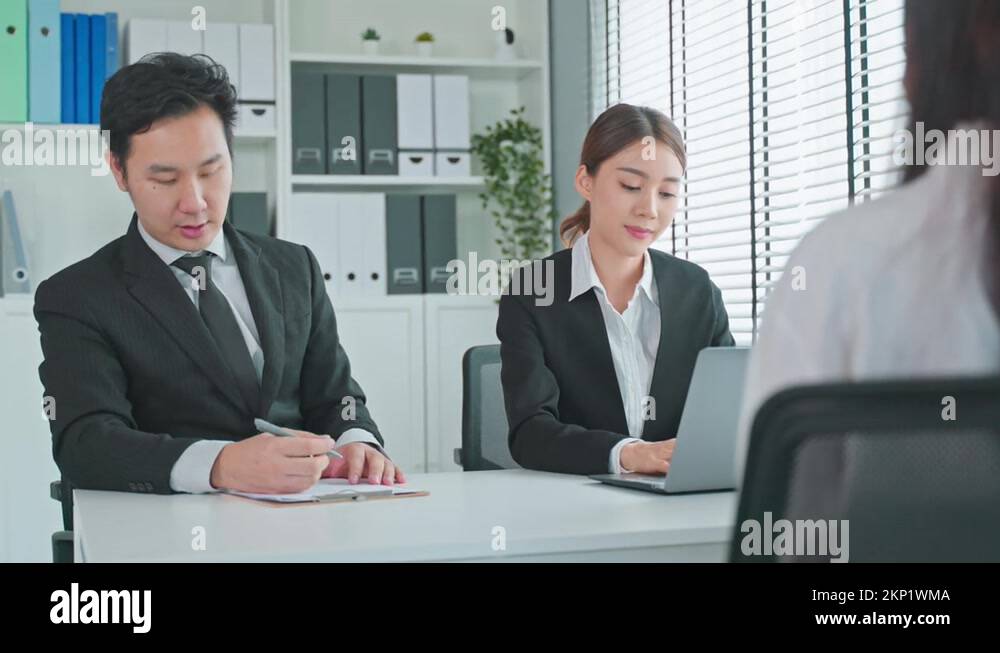 Asian beautiful woman talk with hr manager for job interview in office ...