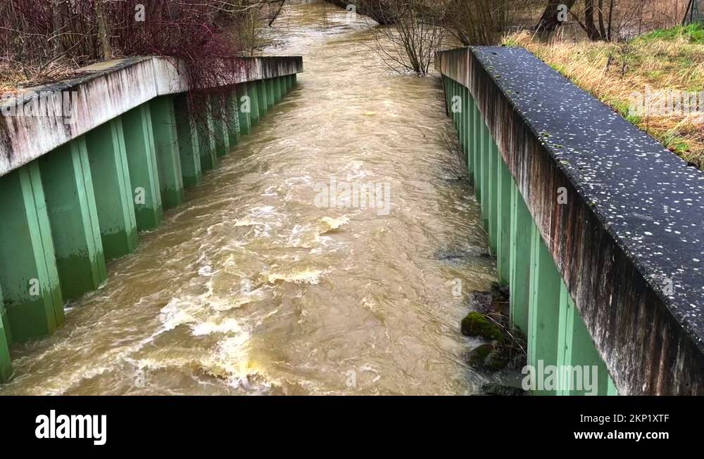 through a water lock flows a lot of water during floods Stock Video ...