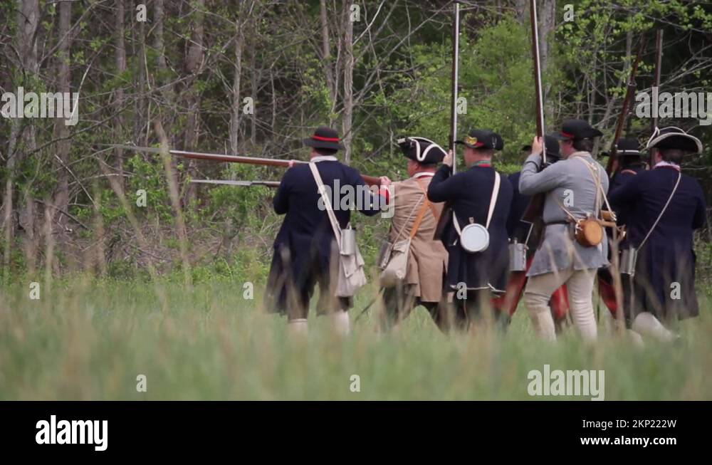 Soldiers of the French & Indian War era with flintlock muskets ...