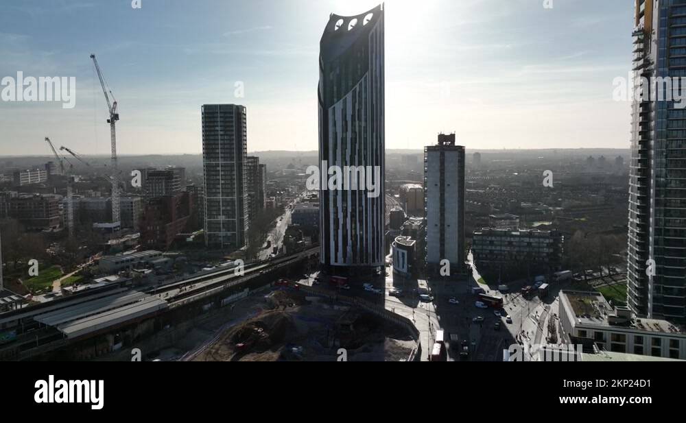 skyscrapers at Elephant and Castle. Tall modern Strata apartment ...