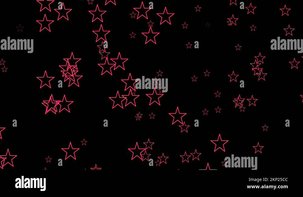 Rain of Neon star animation modern on black background.Neon star ...