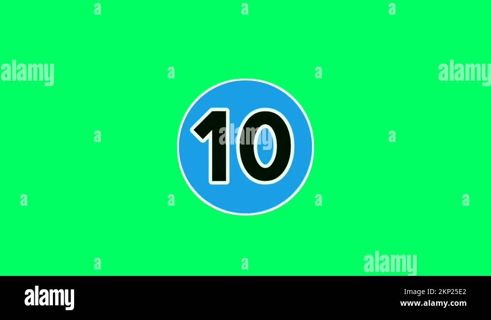 Moving down Cartoon Number ten 10 animation green screen.flat design ...
