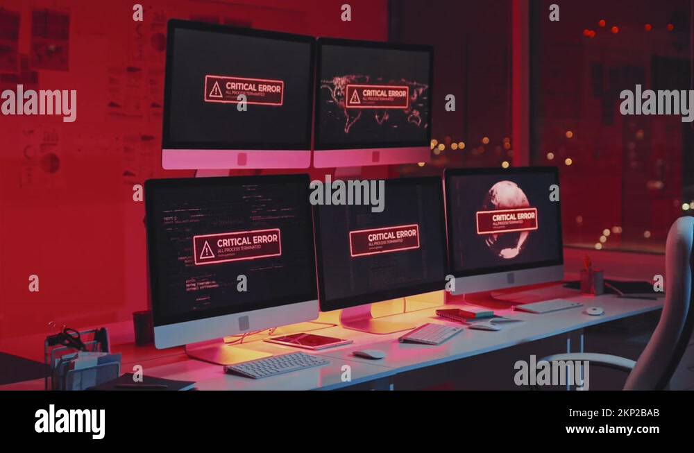 Critical Error Warning on Computer Screens Stock Video Footage - Alamy