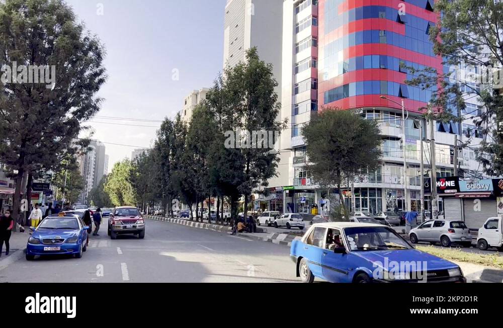cars on roadway in addis ababa ethiopia, modern street scene with Stock ...