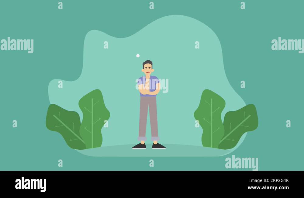 Confused man standing under question mark symbol Stock Video Footage ...