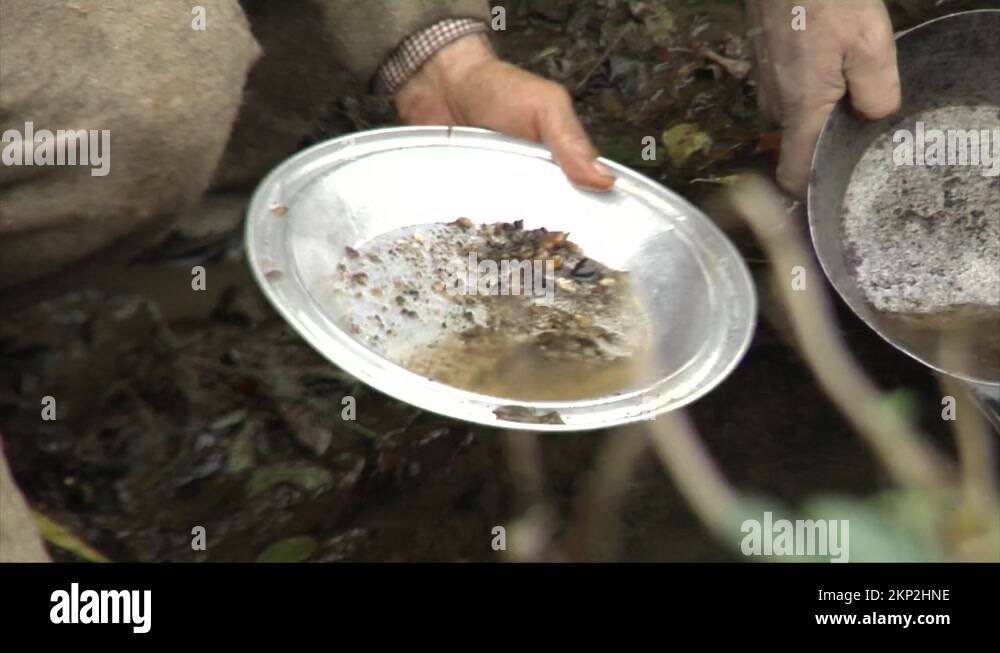 Gold Miners Panning for Gold in California River - Circa 1849 Stock ...