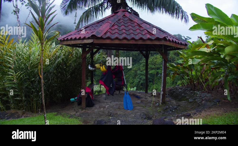 Costa Rica Rafting Equipment Under Hut at River Lodge in Cloud Forest ...