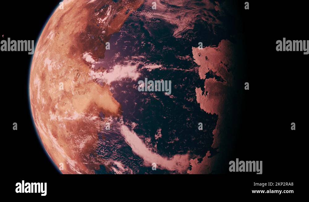TRAPPIST-1 Exoplanet - Red Ocean Planet Zoom Out Revealing Desert and ...