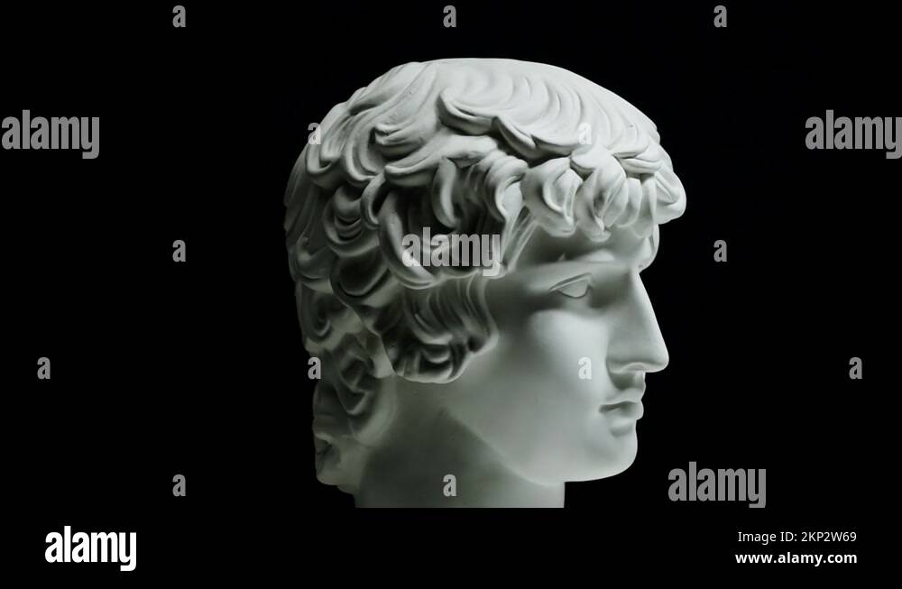 Plaster head sculpture Apollonian close-up. Gypsum ancient statue ...