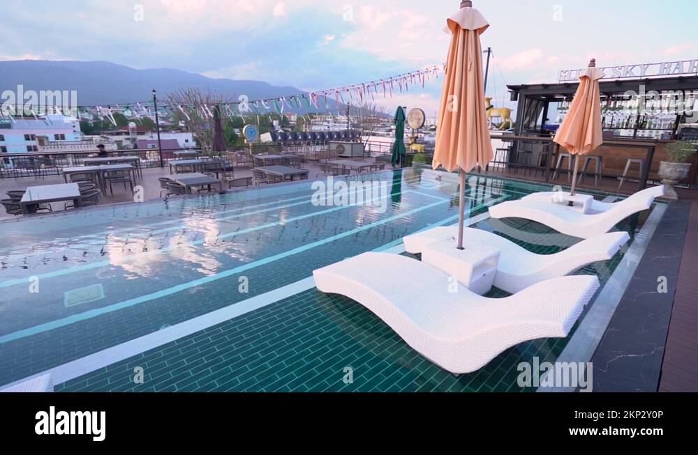 Outdoor Pool on The Rooftop Of a Condimonium in Chiang Mai, Thailand ...