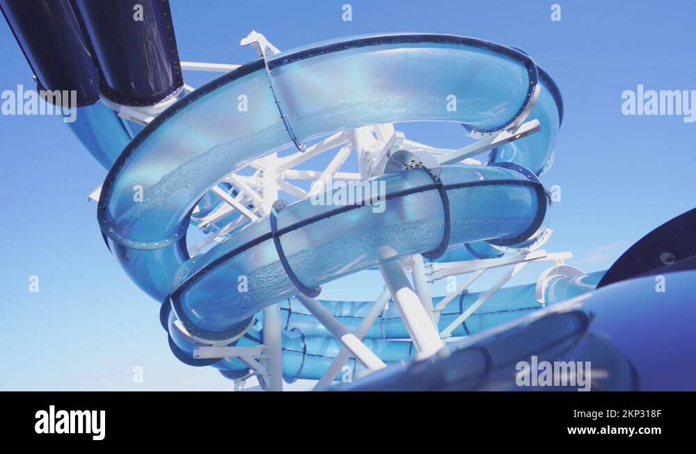 4k, Water park slide pipe or float tube on the cruise liner ship in the ...