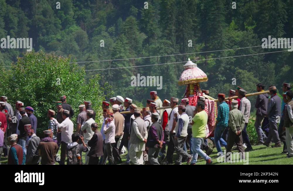 Indian rural group of people rallying together for a Hindu religious ...